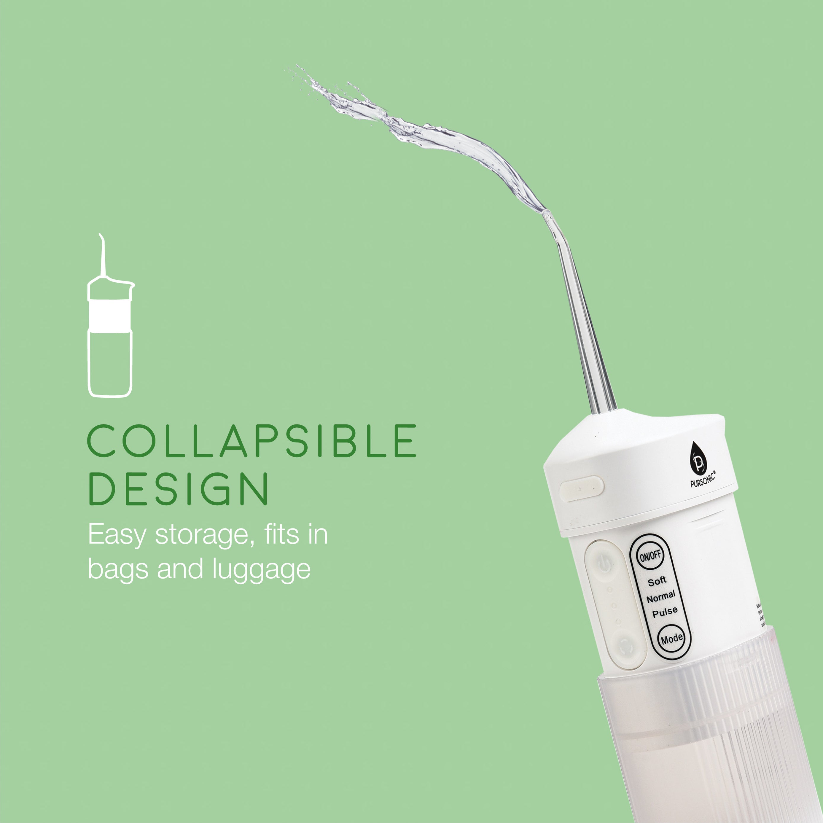 Portable USB Rechargeable Collapsible Water Flosser – Pursonic