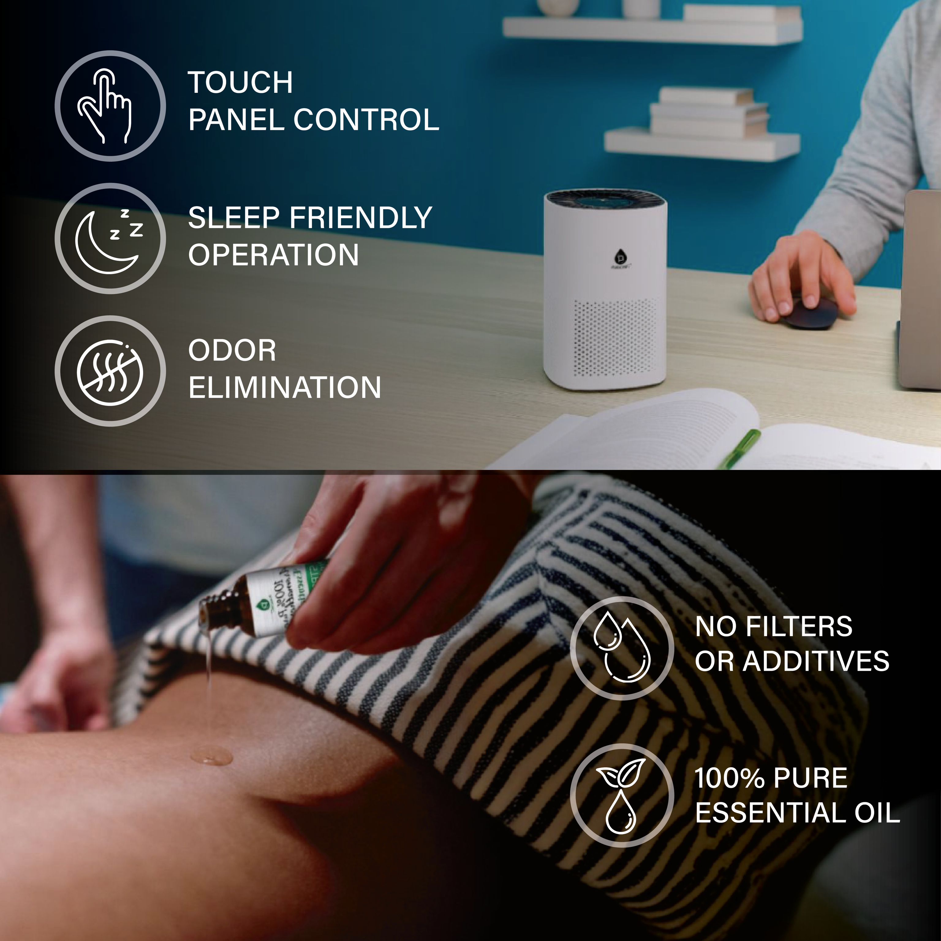 Pursonic Purify & Relax Home Wellness Bundle - True HEPA Air Purifier