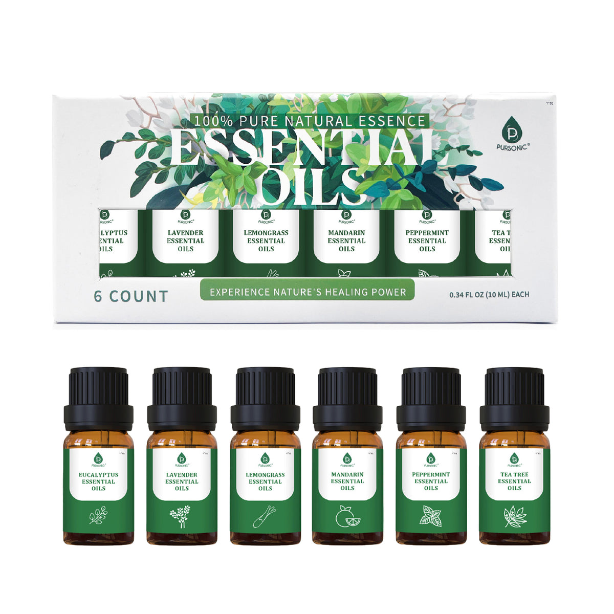 🌿 100% Pure Natural Essence Essential Oils Collection – Aromatherapy a ...
