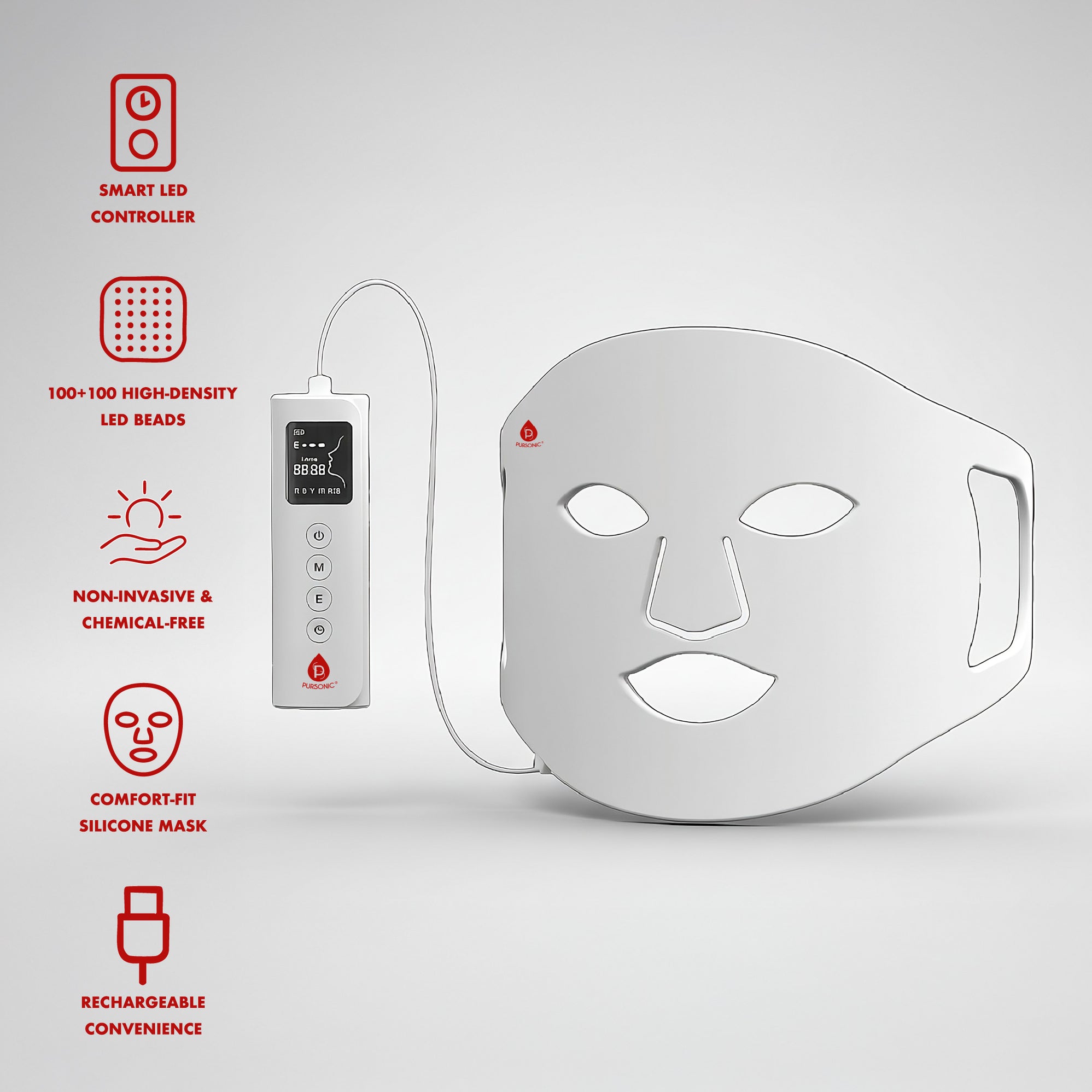 LED Light Therapy Mask with Smart Controller – Pursonic