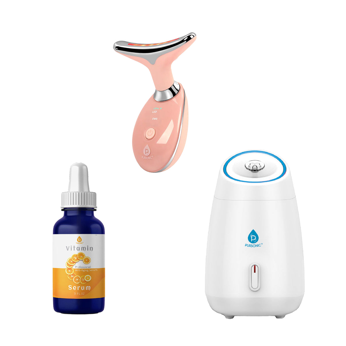 Glow & Renew Skincare Bundle: Facial Steamer, 7-in-1 LED Light Therapy ...