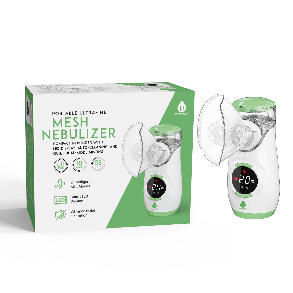 Pursonic Portable Ultrafine Mesh Nebulizer | Battery-Powered, Quiet Op
