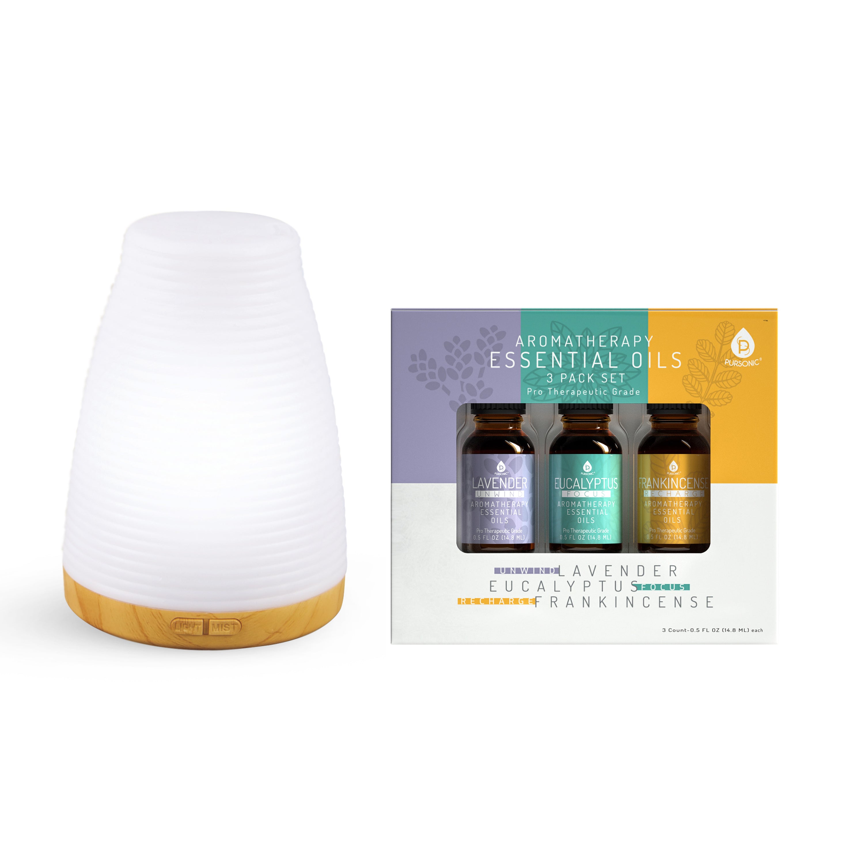 Pursonic Aromatherapy 2 in 1 USB Diffuser & Essential Oil Set-Ultrason